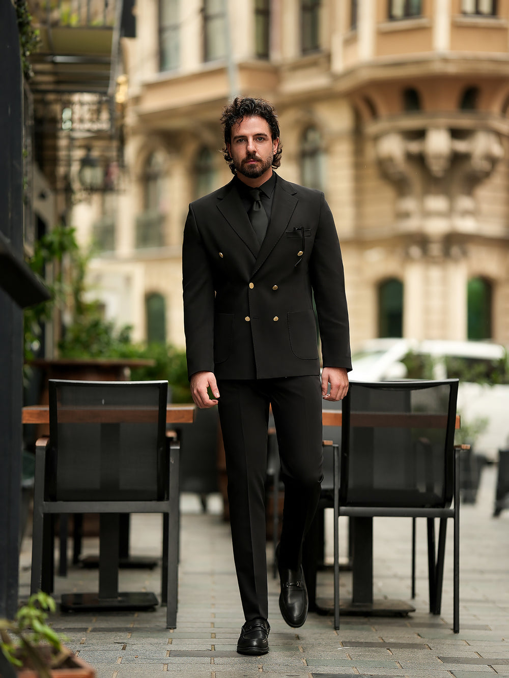 Black Double Breasted Suit 2-Piece