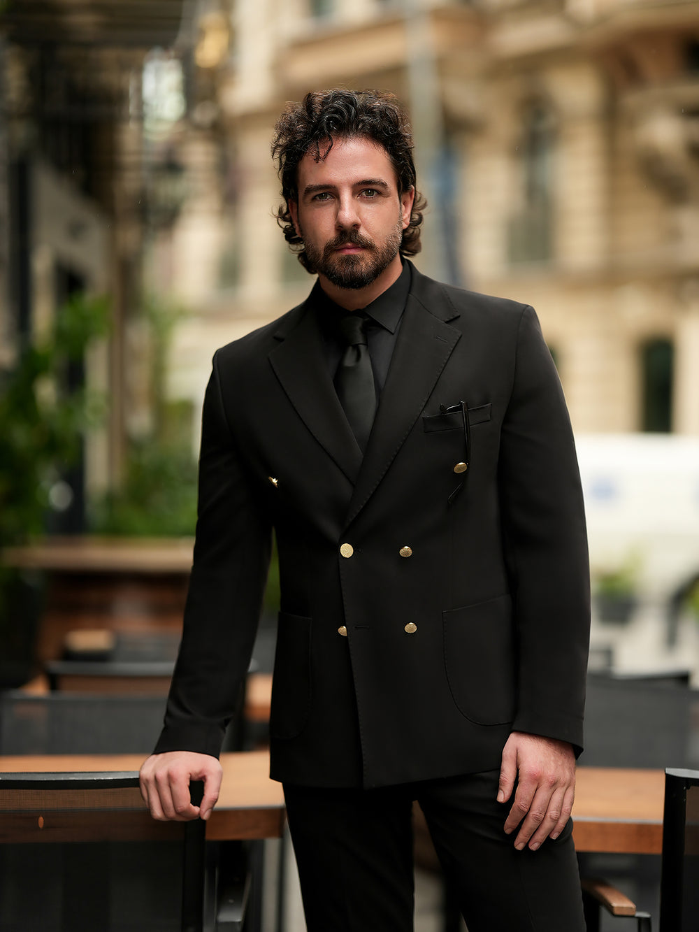 Black Double Breasted Suit 2-Piece