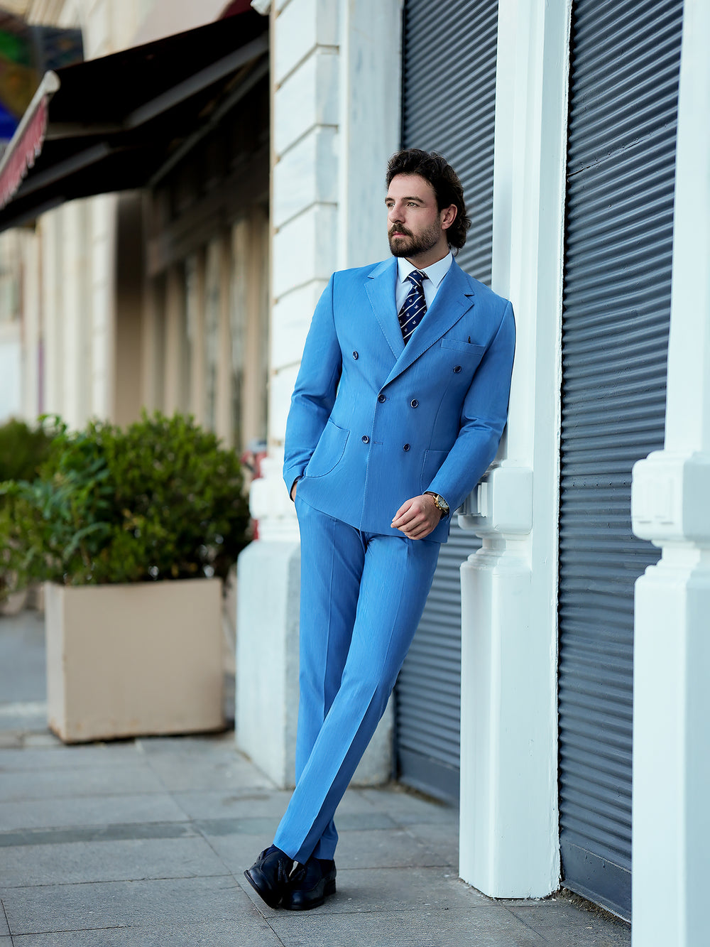 Blue Double Breasted Tuxedo Suit 2-Piece | VIOSSI