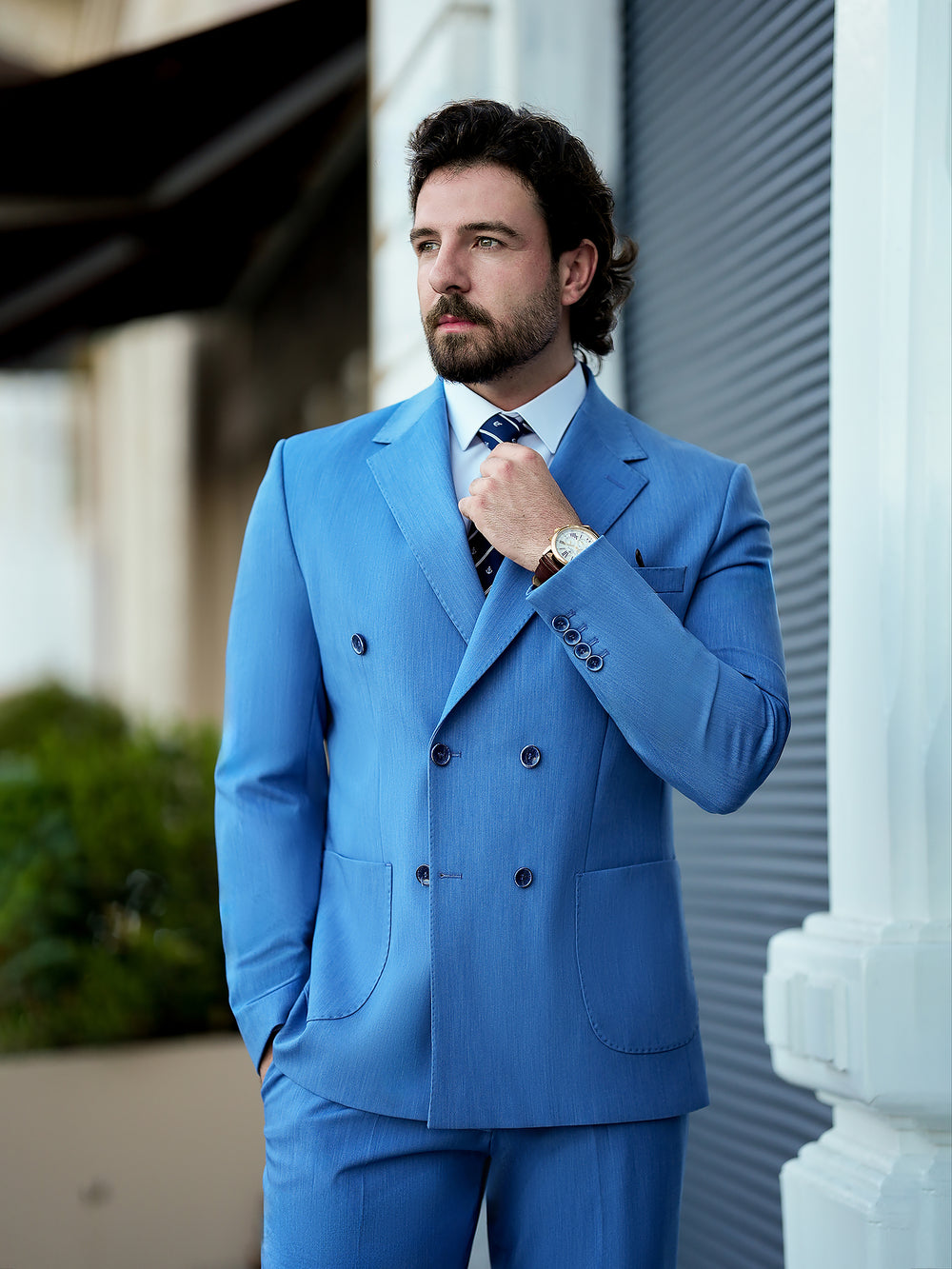 Blue Double Breasted Tuxedo Suit 2-Piece | VIOSSI