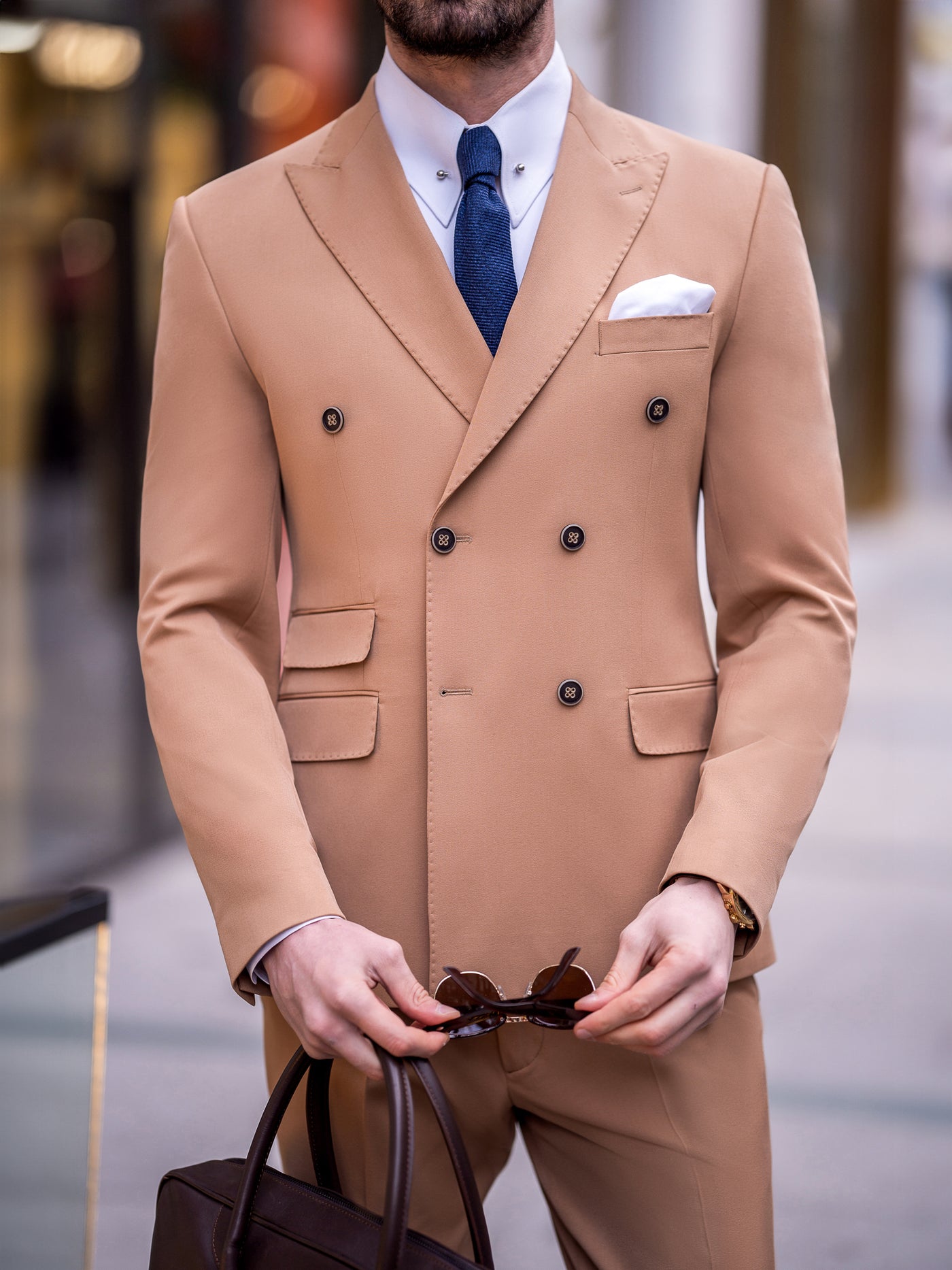 Camel Double Breasted Suit 2-Piece