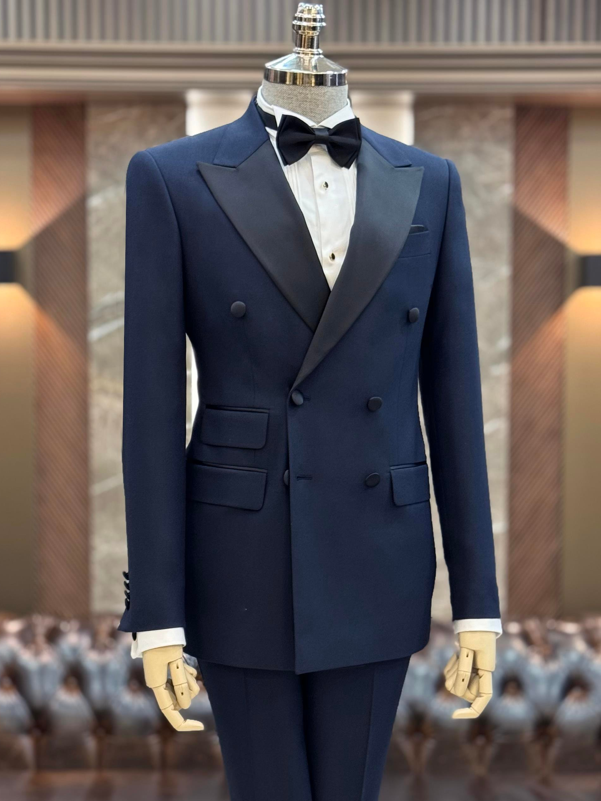 Navy Double Breasted Tuxedo Formal | VIOSSI