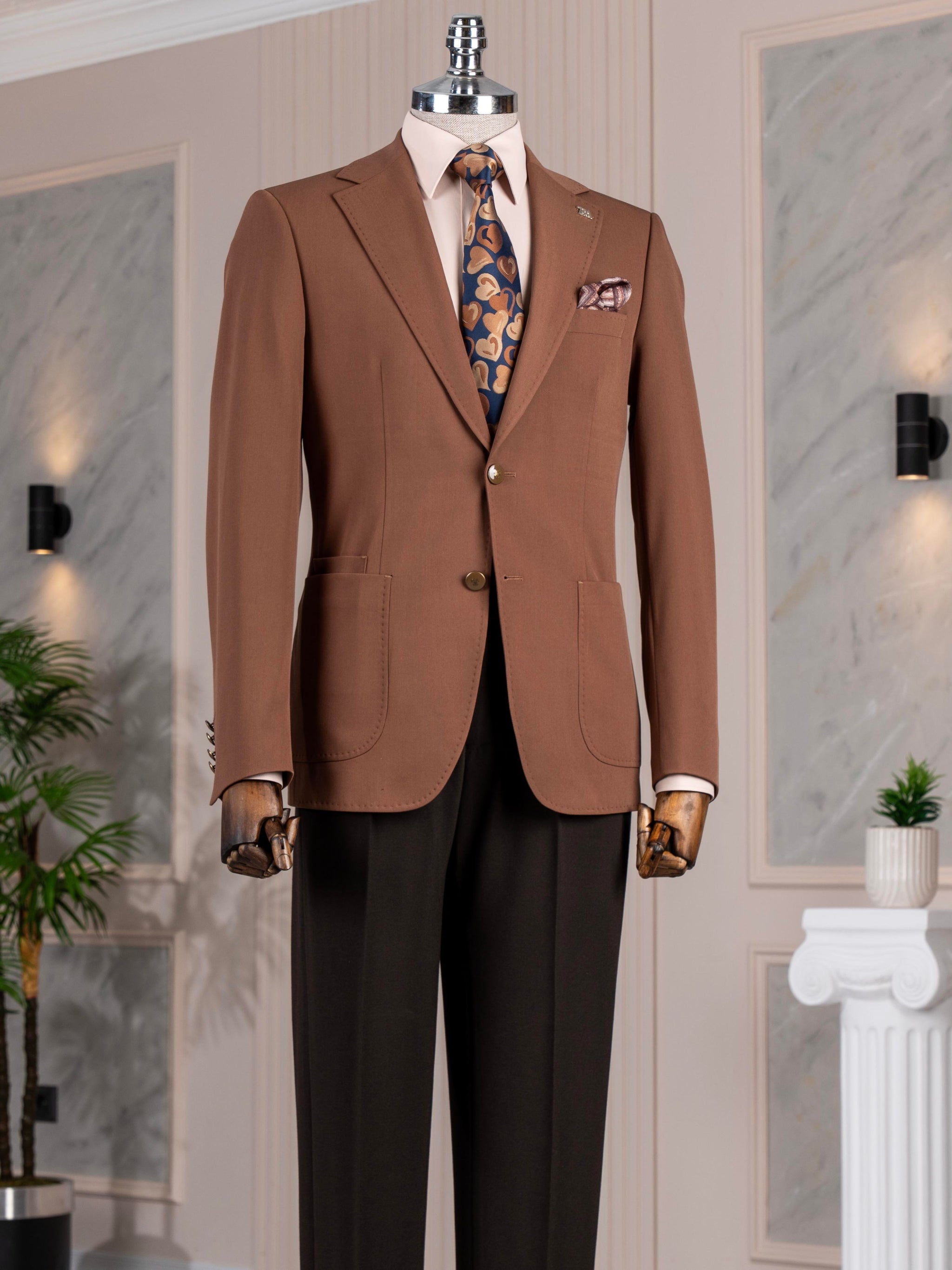 Brown Single Breasted Men's Blazer | VIOSSI