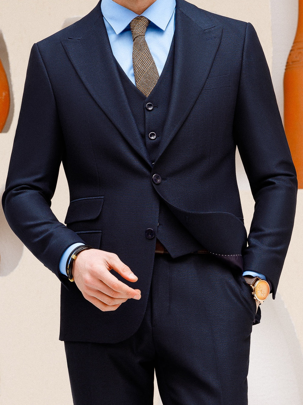 Navy Slim-Fit Suit 3-Piece | VIOSSI