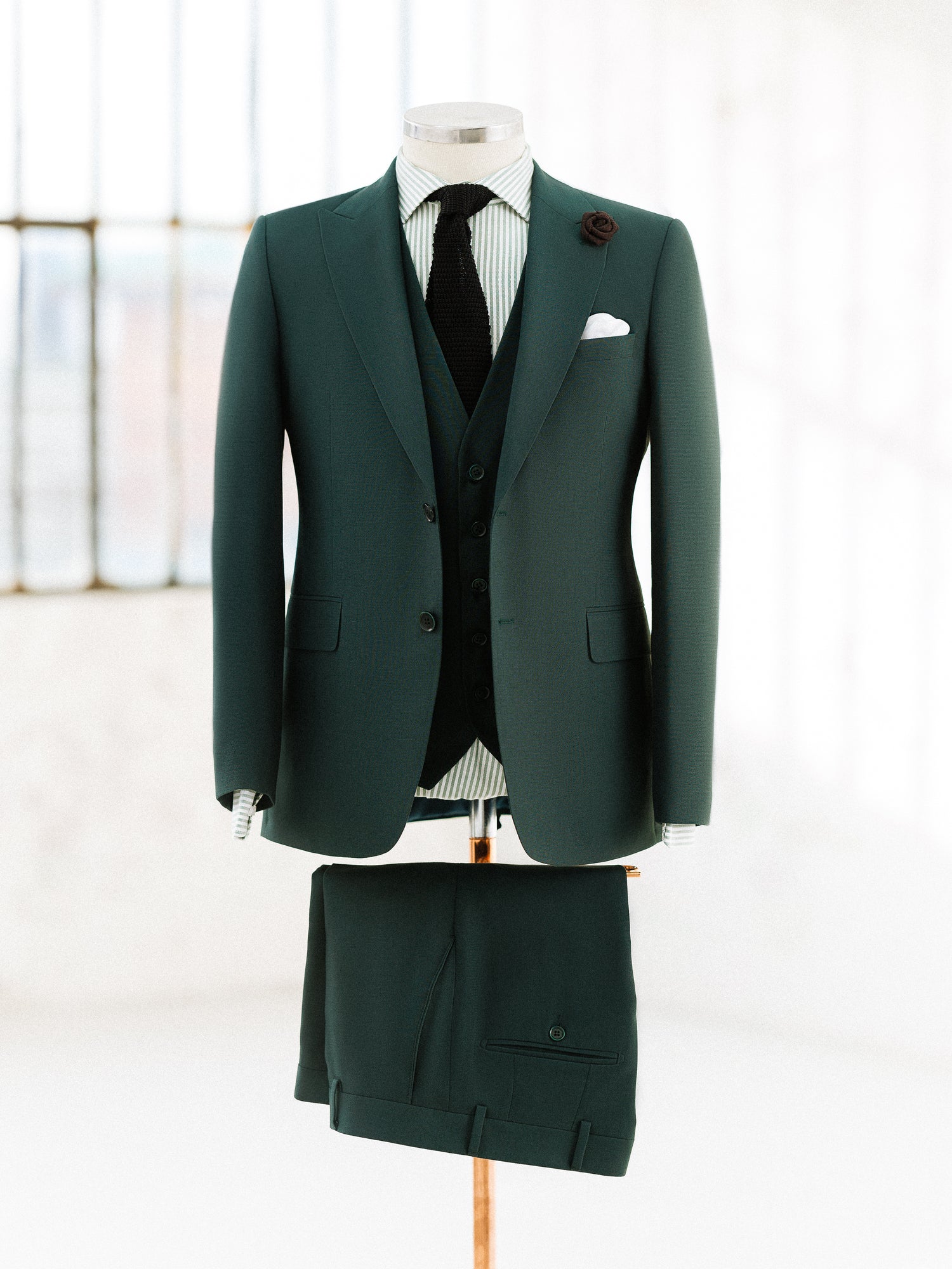 Dark Green Slim Fit Suit 3-Piece | VIOSSI