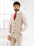 Beige Slim-Fit Suit 3-Piece