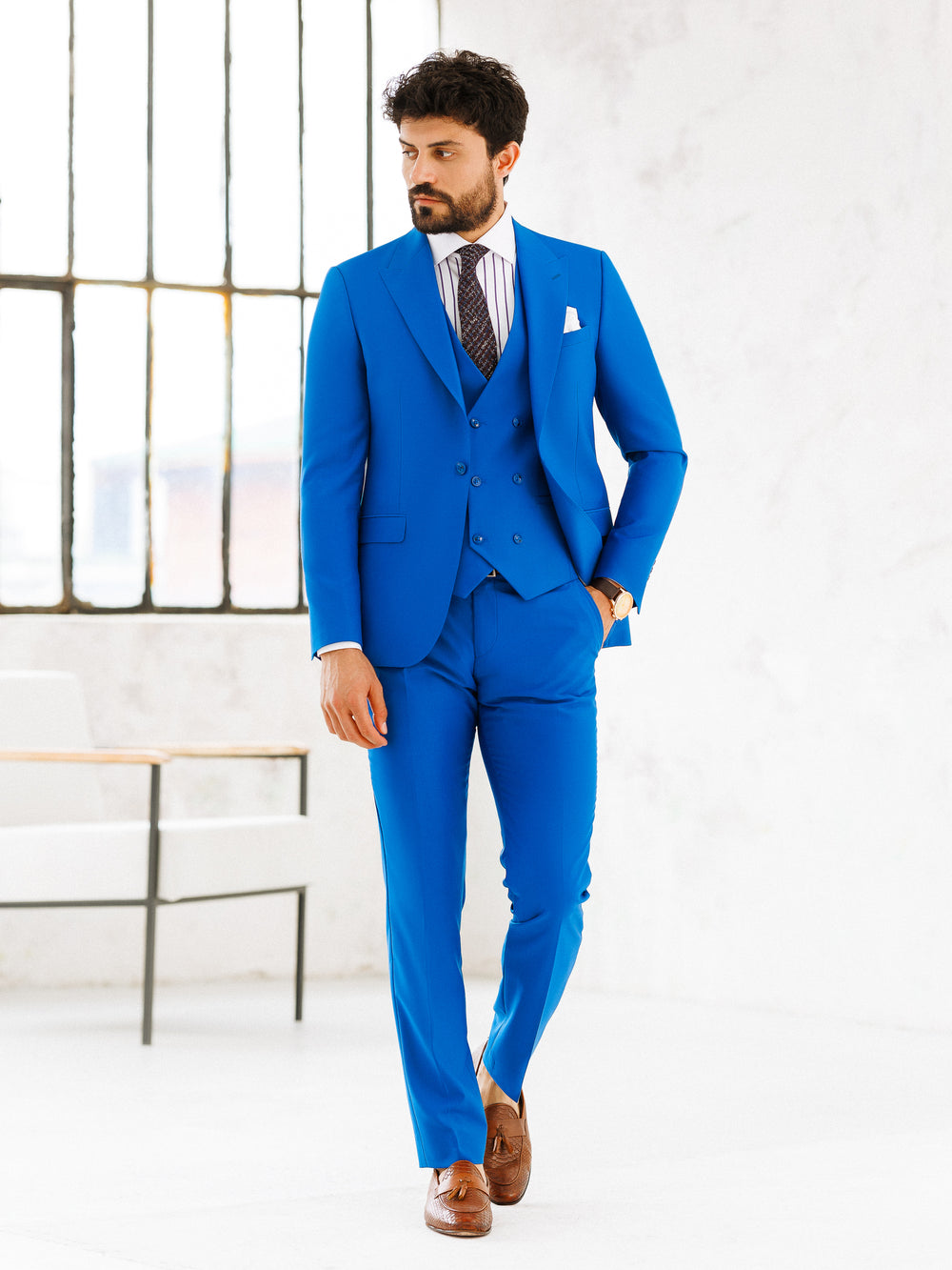 Light Blue Wedding Suit 3-Piece Slim Fit | VIOSSI