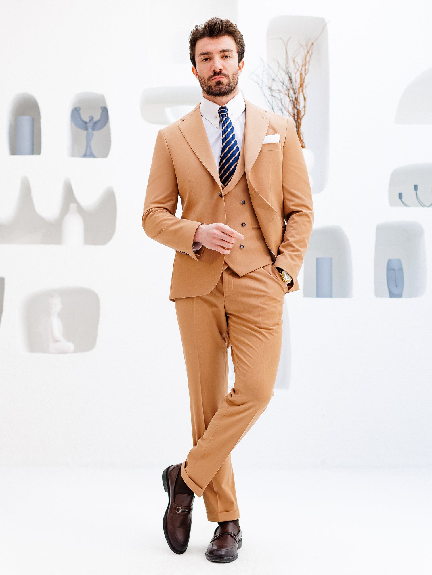 Camel Slim-Fit Suit 3-Piece