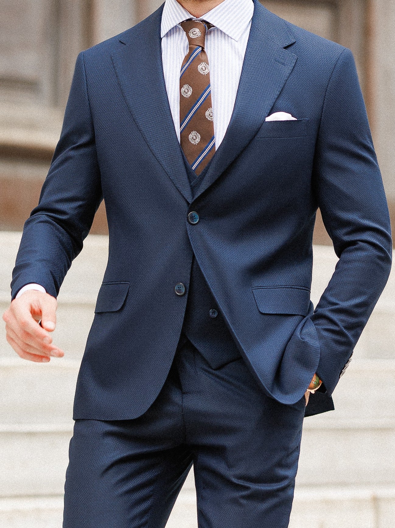 Navy Slim-Fit Suit 3-Piece | VIOSSI