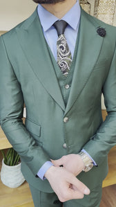 Green Suit Fast Shipping 3-Piece Slim-Fit | VIOSSI