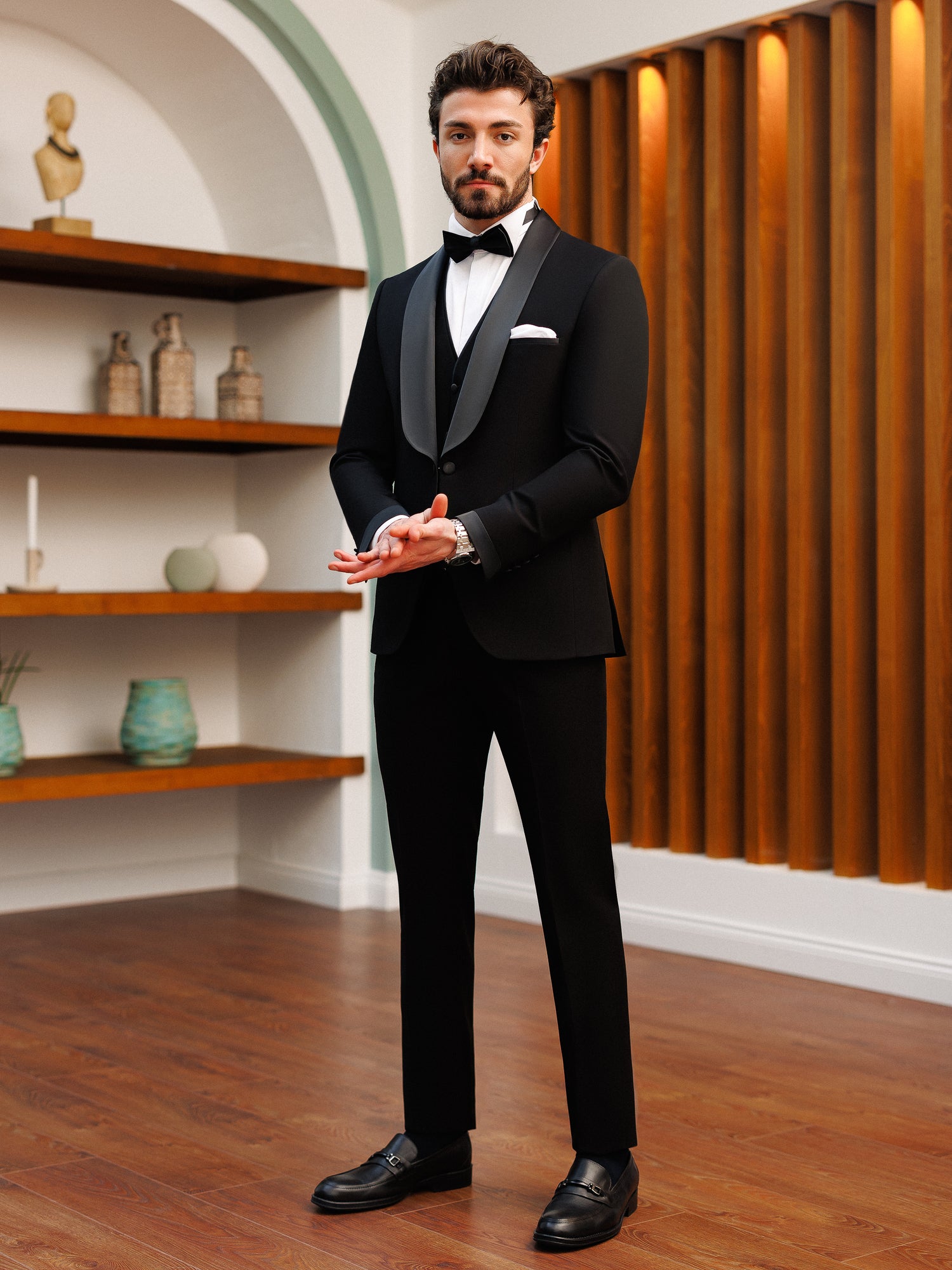 Black Slim-Fit 3 Piece Suit Tuxedo | VIOSSI