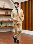 Beige Slim-Fit Suit 3-Piece