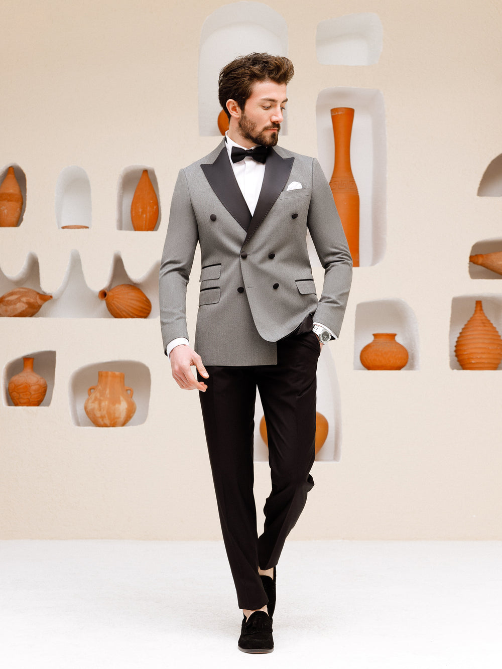 Grey Double Breasted Tuxedo 2-Piece